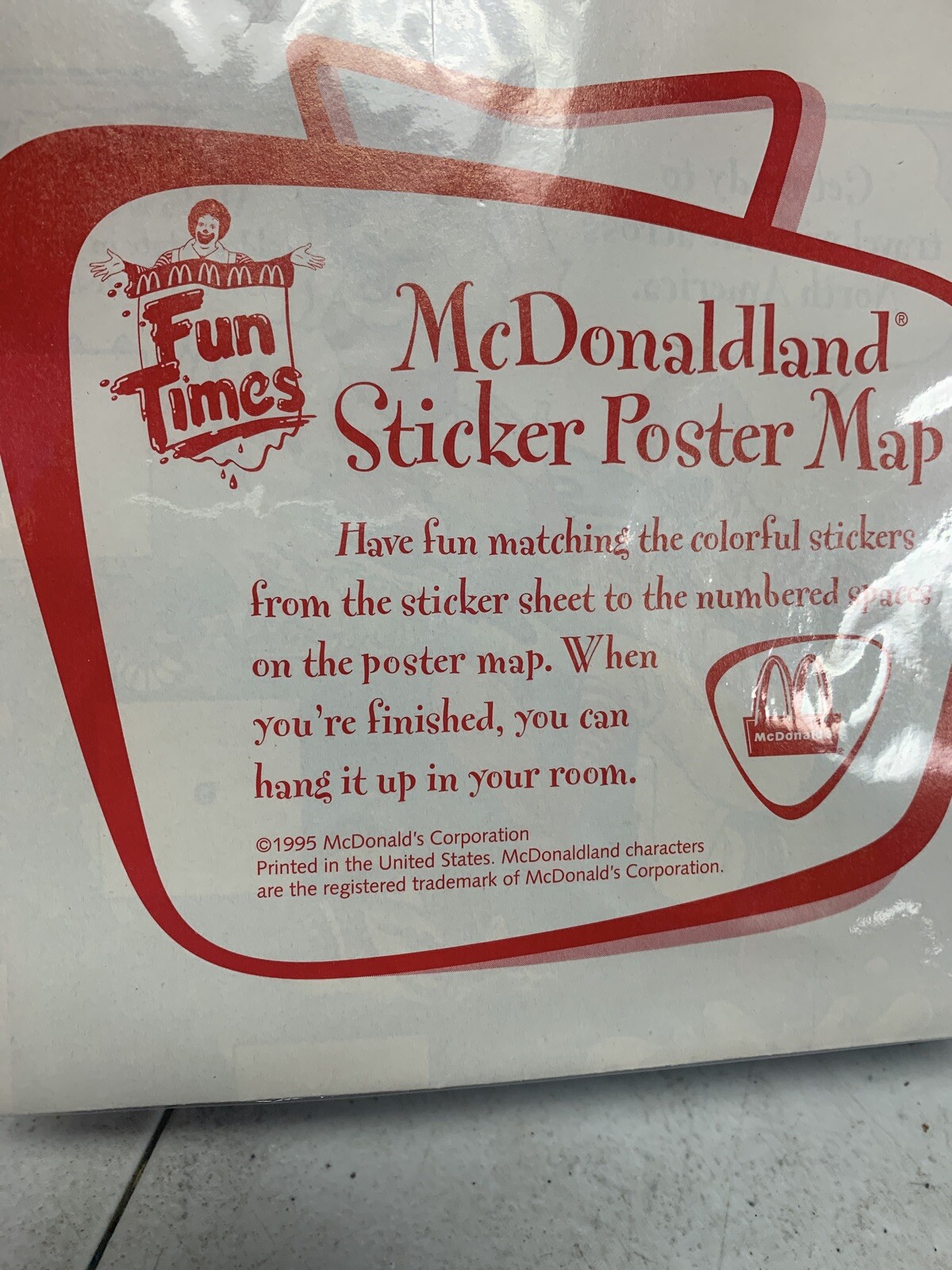 McDonald’s 1995 Vintage McDonaldland Sticker Poster Map Sealed Lot Of 2 ...