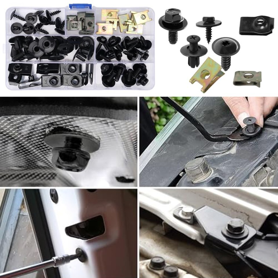 64pcs Plastic Rivet Clips UClip Screws Nuts Set for Automotive ...