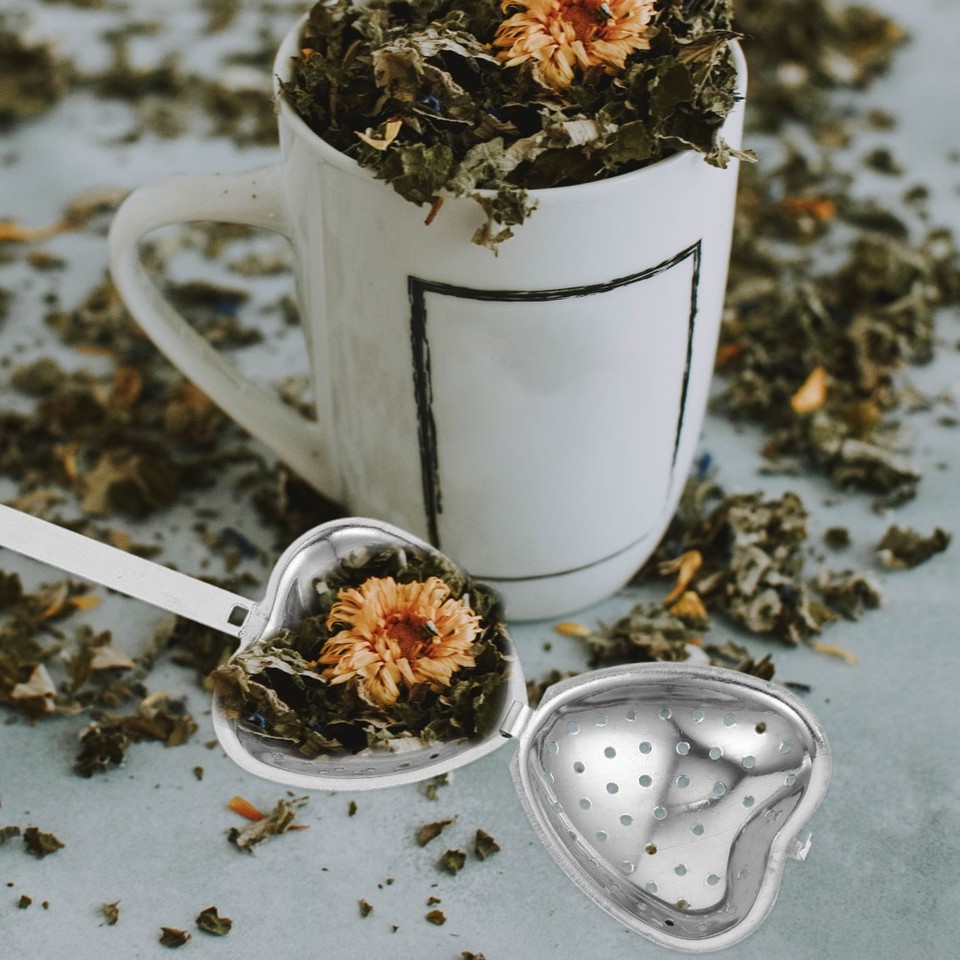Heart-shaped Tea Filter Stainless Steel Tea Strainer Spoon Type Handle ...