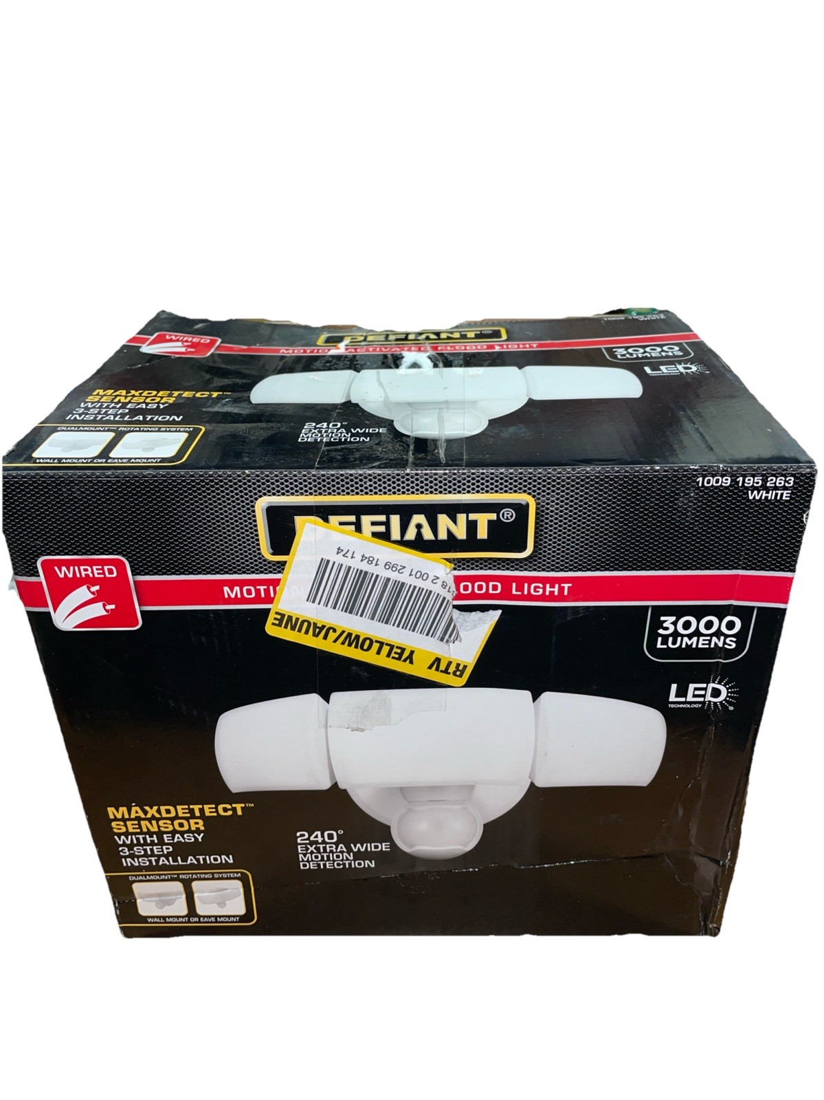 NEW Defiant MaxDetect Motion Sensor Wired 3-Head LED Security Flood ...