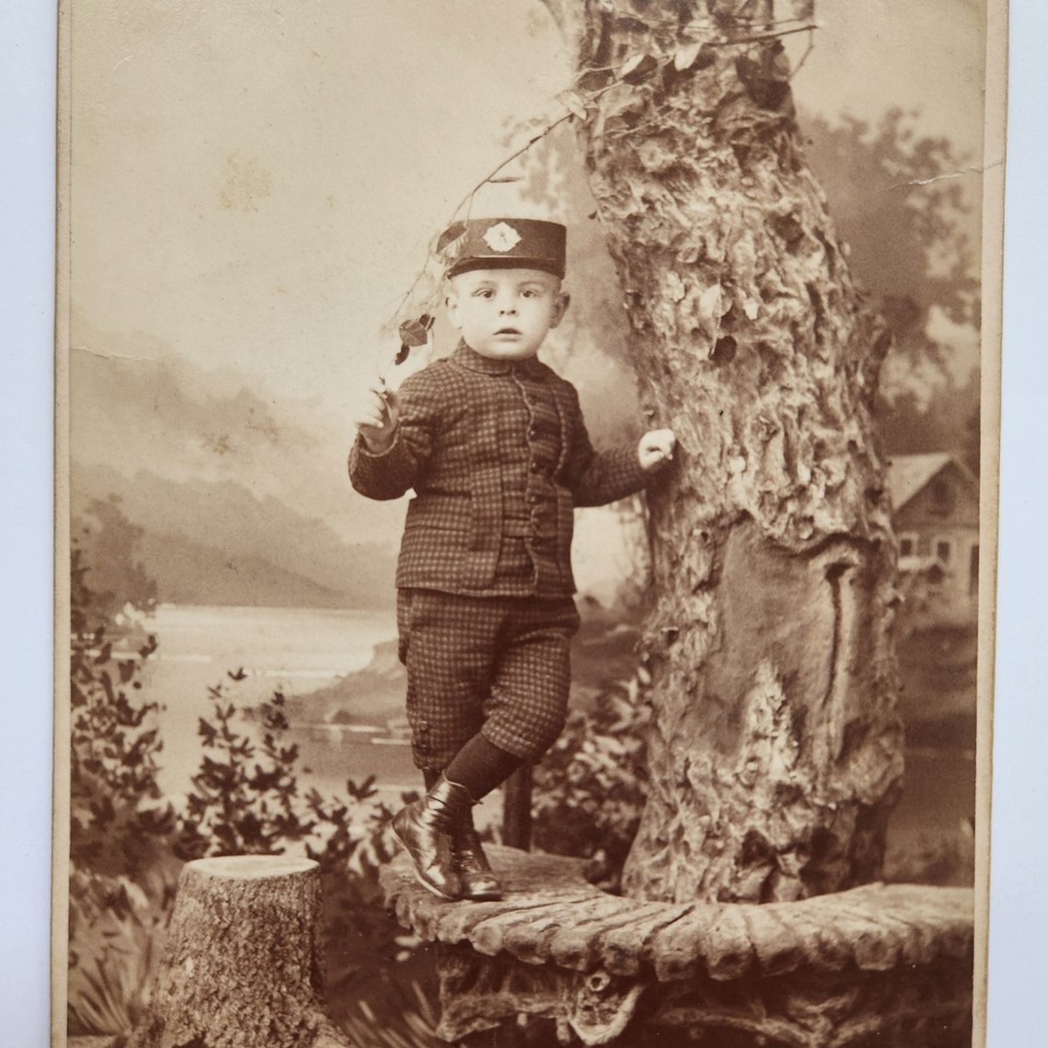 Antique Cabinet Card Photo 1900s Victorian Boy Portrait Hat Postman ...
