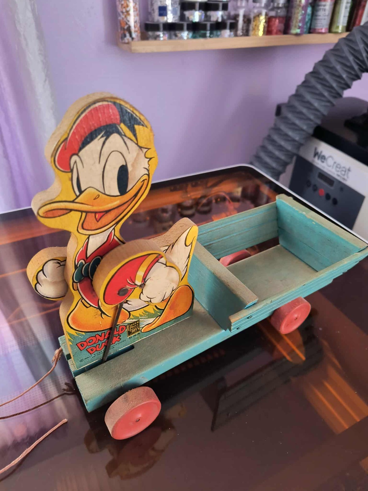 Vintage Disney Donald Duck Pull Toy Wagon # 544 Fisher Price | eBay