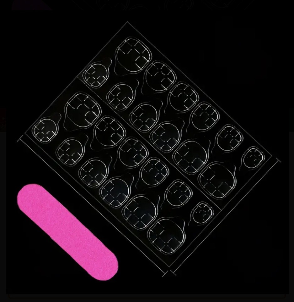 24pcs Medium almond light Blue Purple bow French Tip PressOn Acrylic ...