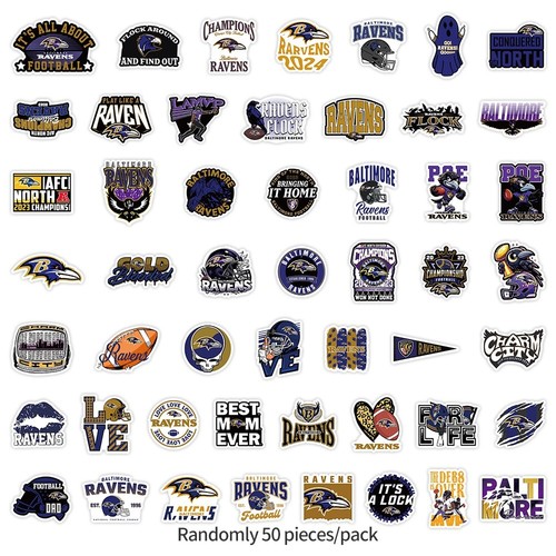 50pcs Waterproof Vinyl Stickers Baltimore Ravens NFL Football Phone ...