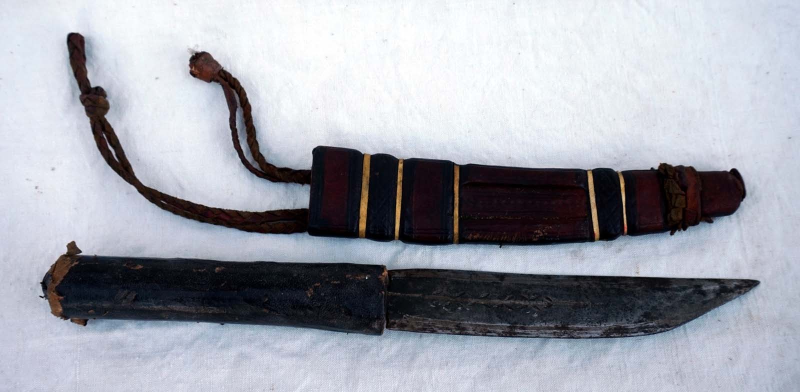 Antique Hand Forged African Niger Dagger Knife Kano Leather Sheath | eBay