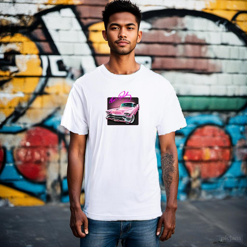 MEN WOMEN TEE TSHIRT SUBLIMATION ELVIS PINK CADILLAC FAN GIFT ICONI CAR ...
