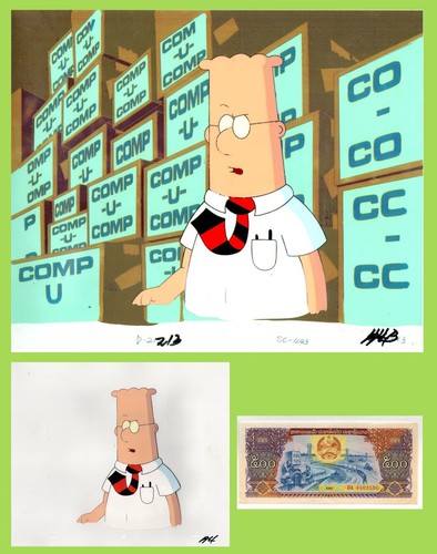 Original DILBERT Animation Cel: Giant DILBERT Torso +"FREE MONEY" | eBay