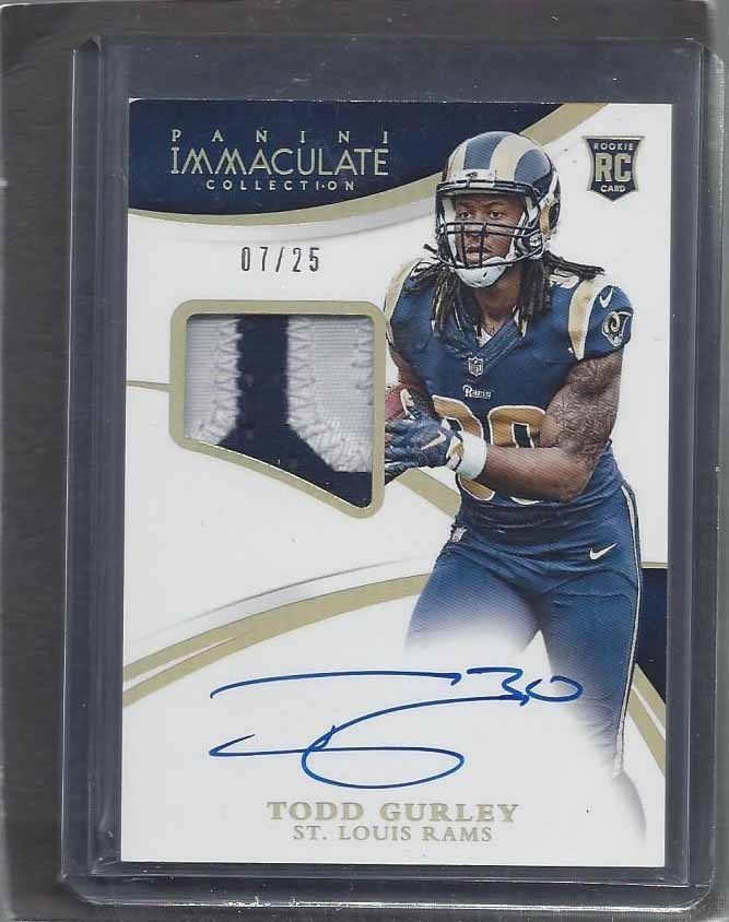 TODD GURLEY 2015 PANINI IMMACULATE SILVER RPA NAMEPLATE PATCH AUTO RC # ...
