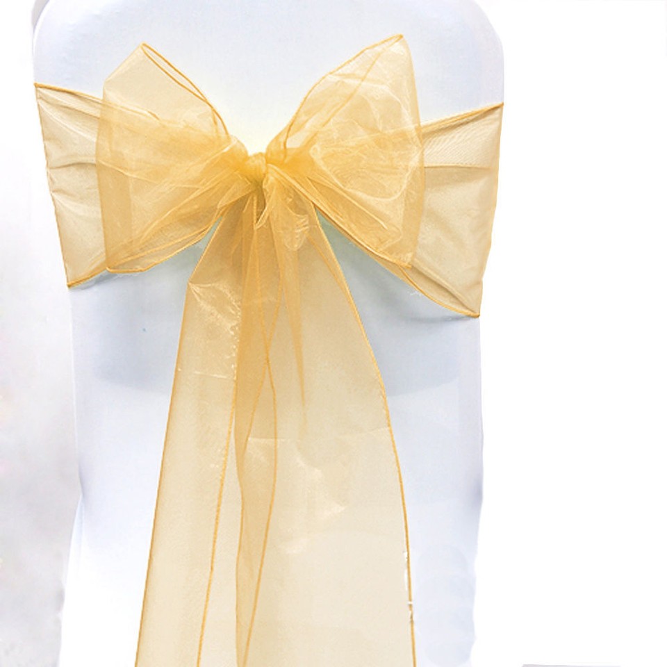 10PCS Organza Sashes Chair Cover Bow Sash WIDER FULLER BOWS Wedding ...