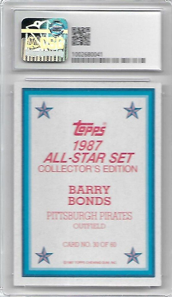 1987 Topps GLOSSY Send-Ins #30 BARRY BONDS RC CSG 8 NM/MT PIRATES ...