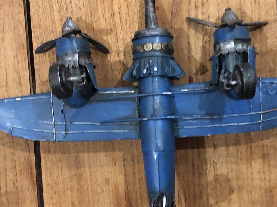 Unique METAL Model Airplane Blue Steampunk Style 12 Inch X 12 Inch Wing ...