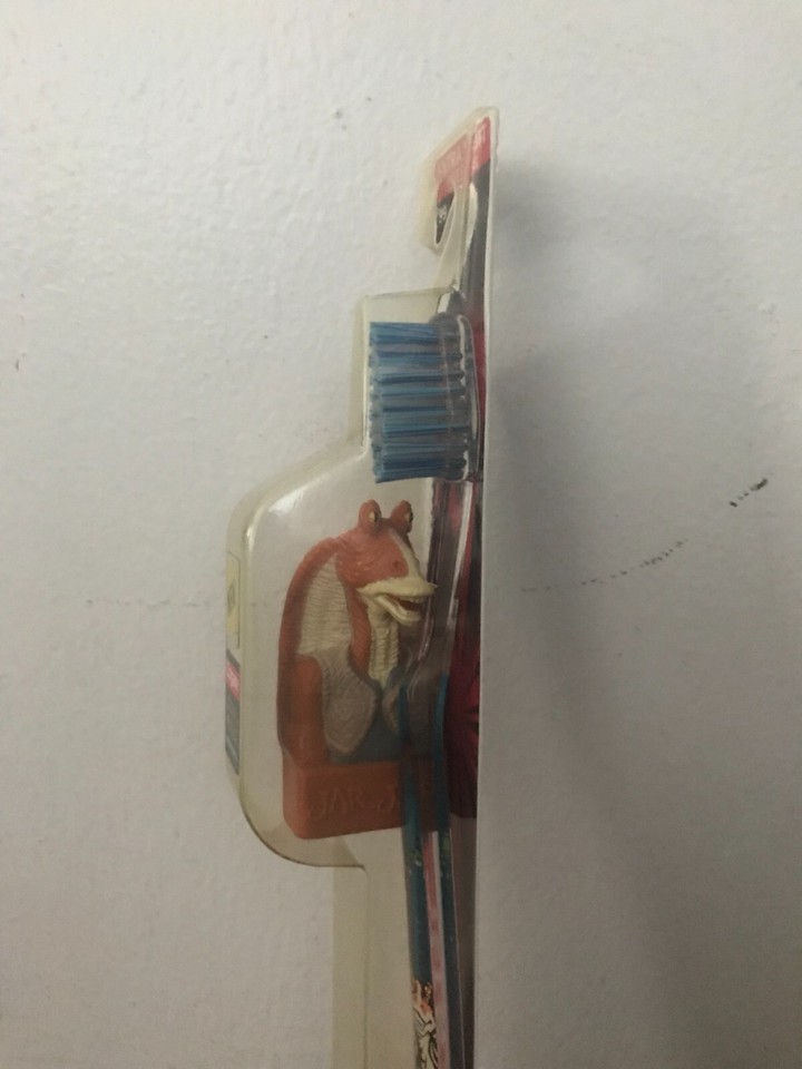 NEW Vtg Star Wars Episode 1 Colgate Toothbrush Jar Jar Binks Extra Soft ...