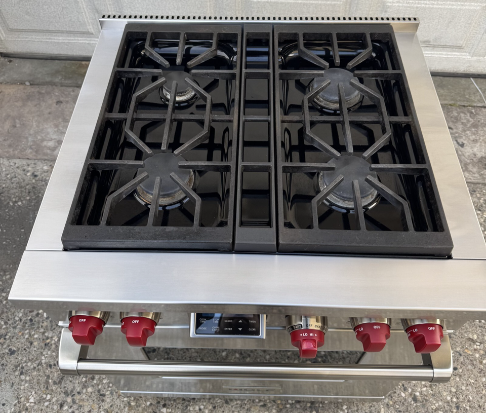 Wolf DF304 - 30" PRO Dual Fuel Range 4 Burners Stainless Red Knobs | eBay