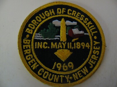 CRESSKILL NEW JERSEY NJ BERGEN COUNTY EMBROIDERED 3.75" PATCH NOS FREE ...
