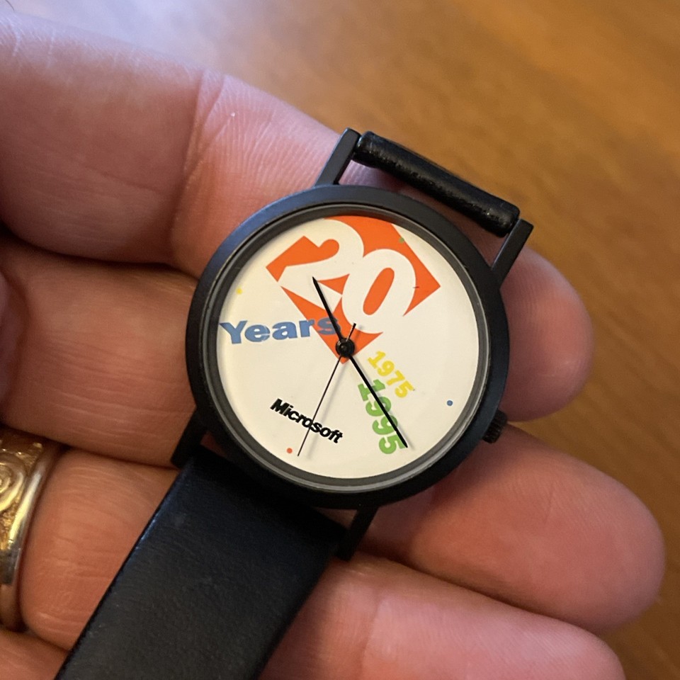 Rare Vintage 1995 Microsoft 20 Year Anniversary Employee Watch Black ...