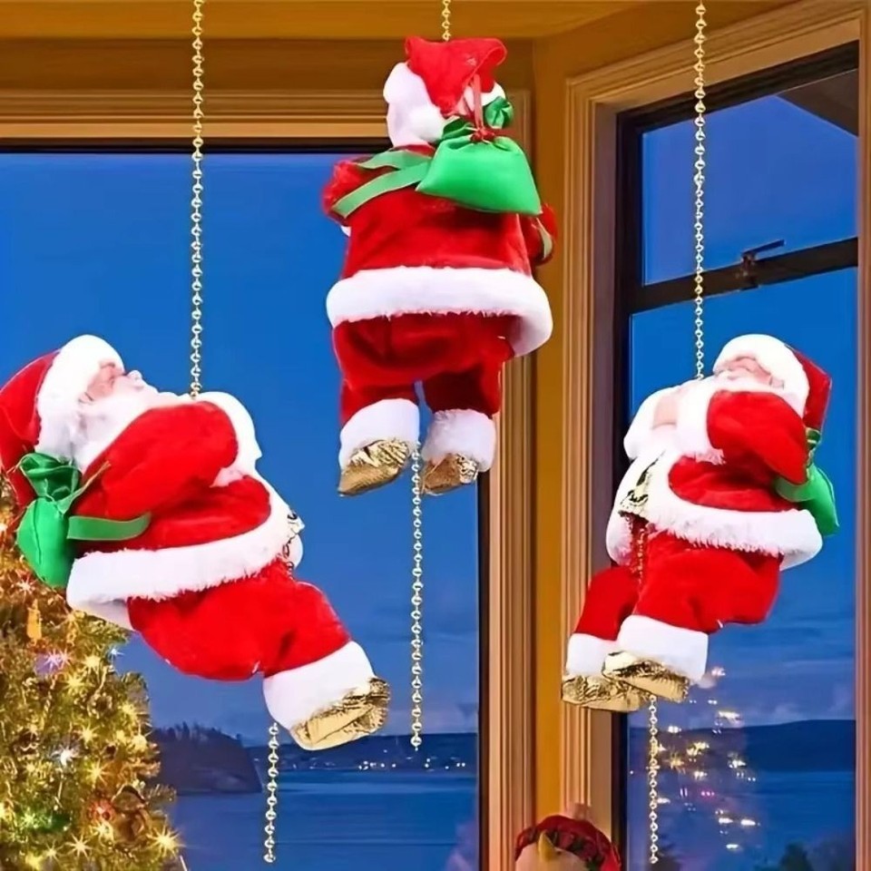Electric Santa Claus Climbing Ladder Chimney Santa Plush Toy Party ...