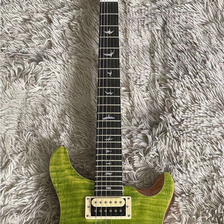 Custom SE Electric Guitar Green Flamed Maple Top 24 Frets Guitar Bird ...