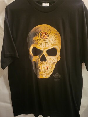 T-SHIRT - ALCHEMY GOTHIC OMEGA SKULL- 1/SIDED -"S" -BLACK/YELLOW - NEW ...