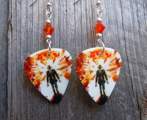Megadeth Artwork Guitar Pick Earrings with Orange Swarovski Crystals | eBay