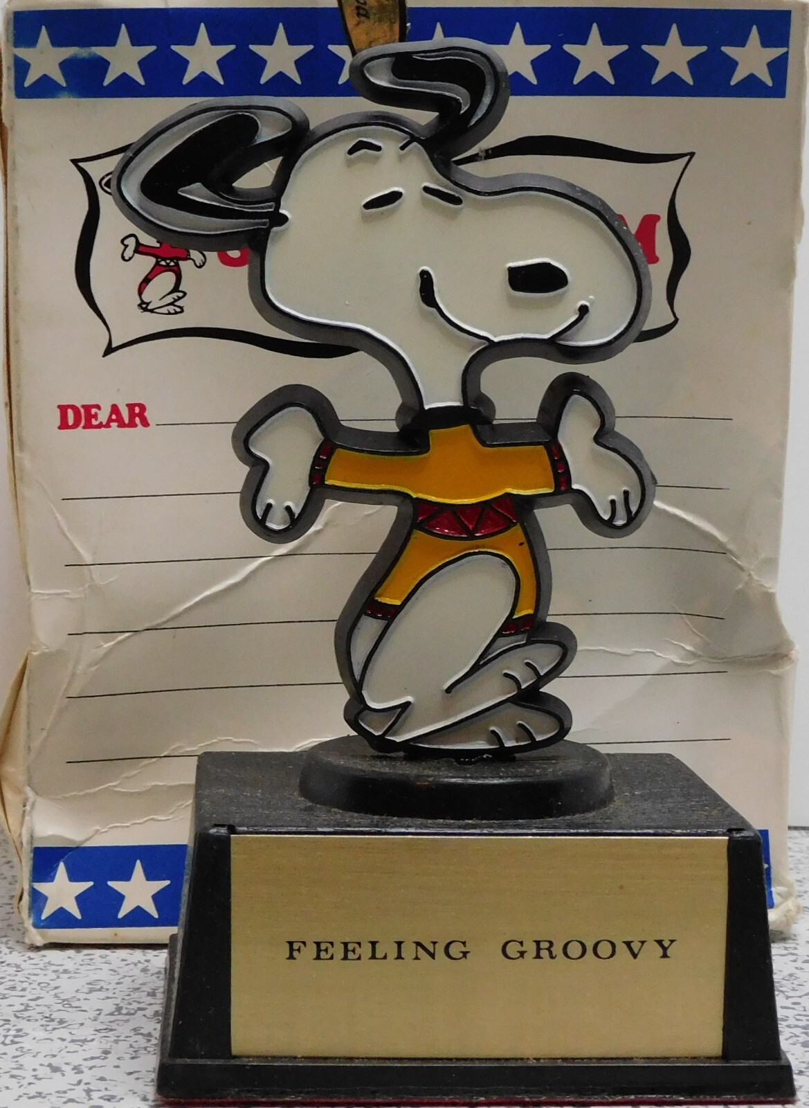 Vintage Peanuts Snoopy "Feeling Groovy" Aviva Trophy Nice Box Is Rough ...