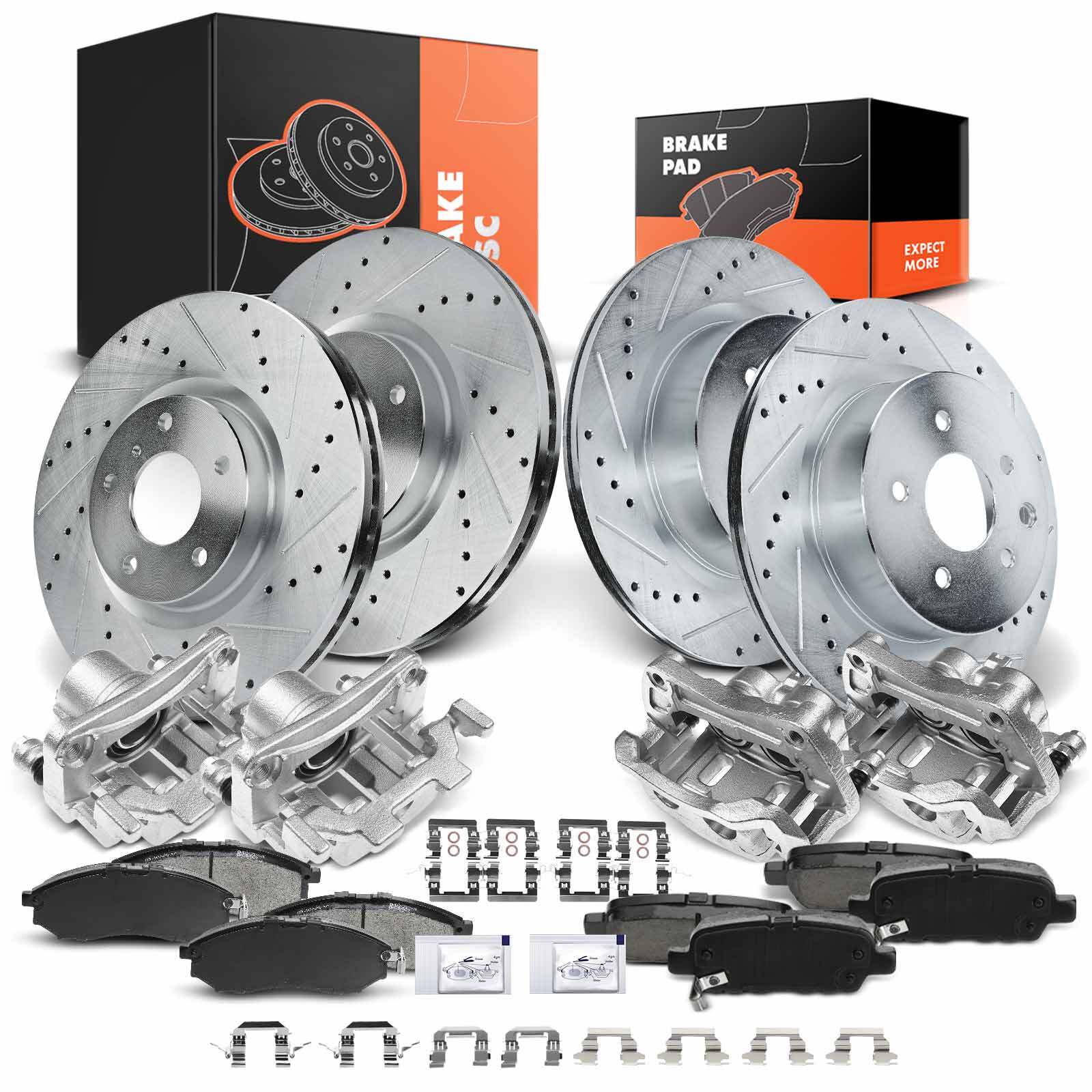 Drilled Brake Rotor & Pads + Brake Caliper for INFINITI QX50 EX35 Front ...