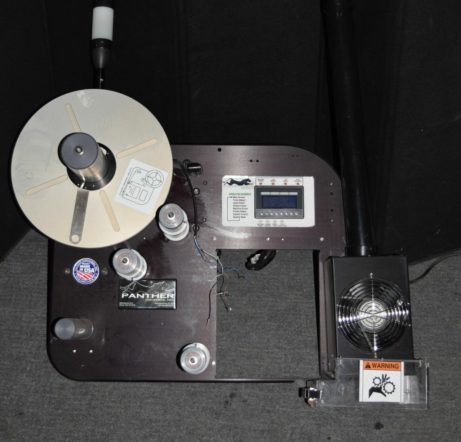 PANTHER INDUSTRIES MODEL 2000 2000E AUTOMATIC LABELING SYSTEM (#1971 ...