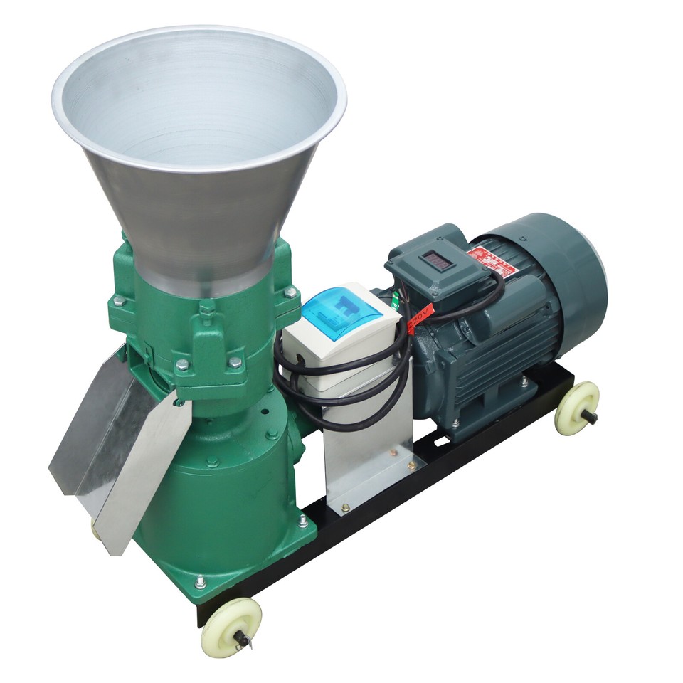 220V 3Roller Feed Pellet Mill Machine Feed Pelletizer 4mm&8mm Plates ...