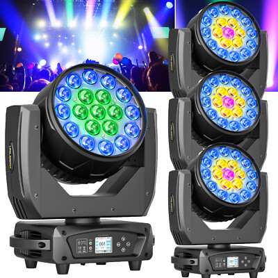 19x20W LED Zoom Moving Head Stage Light w/Case RGBW DMX Beam Wash ...