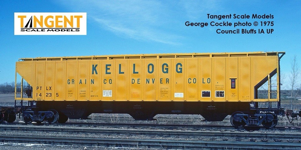 TANGENT HO PS-2CD 4750 Covered Hopper PTLX Kellogg Grain 1974+ | eBay