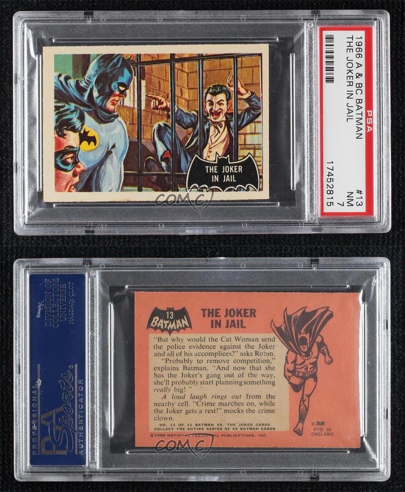 1966 A&BC Batman Black Bat Robin Batman The Joker in Jail #13 PSA 7 8mh ...