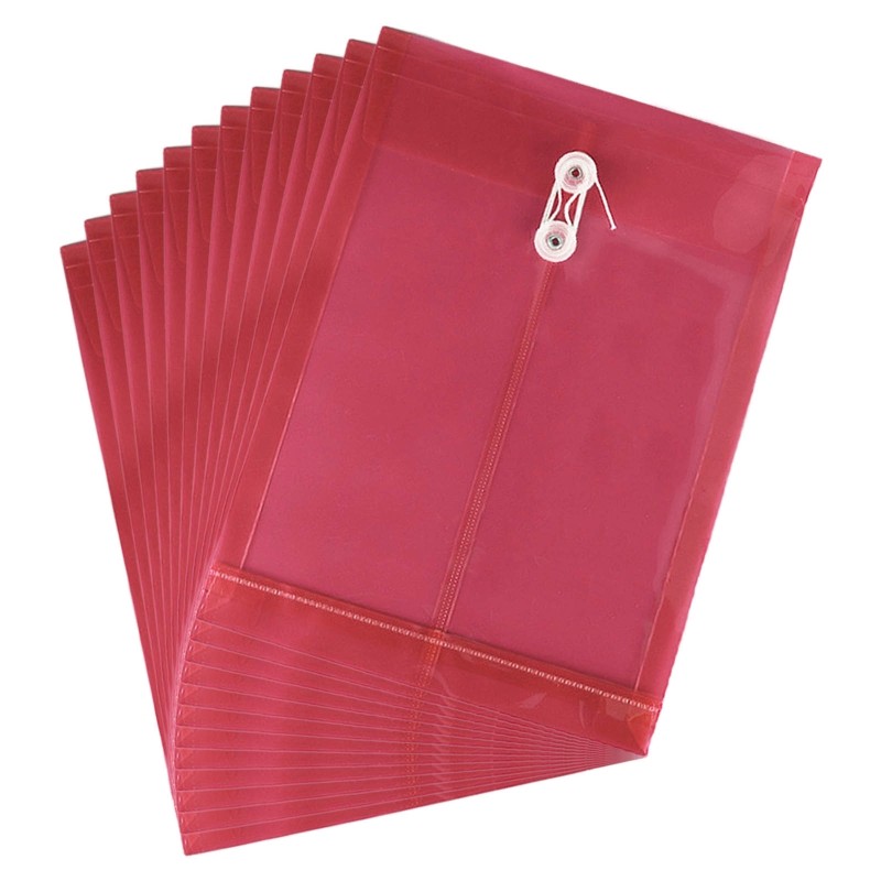 12Pcs A4 Document Folders with String Office File Bags Waterproof PP ...