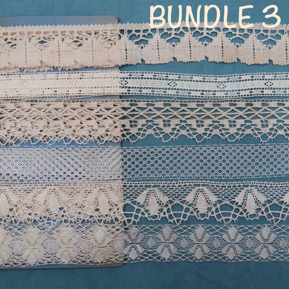 Lace Trims Bundle French Bobbin Lace Kit Craft Ephemera Antique Lace ...