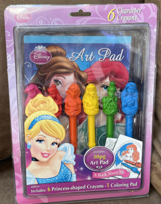 DISNEY PRINCESS SHAPED CRAYONS 6 & ART PAD SET SUPER CUTE!! | eBay