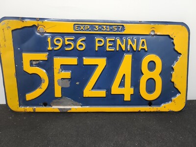 Vintage Pennsylvania 1956 Penna License Plate #5FZ48 | eBay
