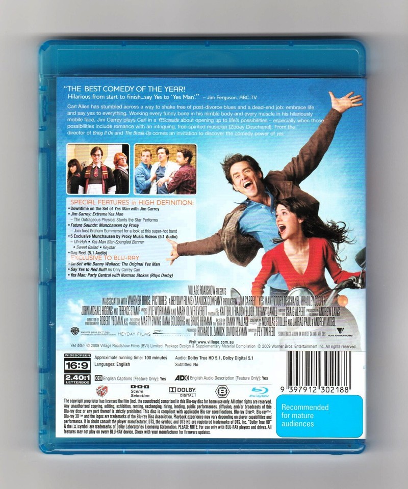 Yes Man Blu-ray Jim Carrey - Very Good Cond 9397912302188 | eBay