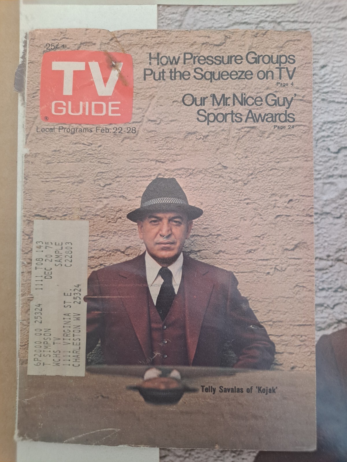KOJAK Telly Savalas TV GUIDE Cover PORTRAIT 1974 police crime Original ...