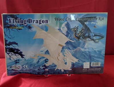 Flying Dragon~Wood Craft Construction Kit~ 3D Puzzle~121 Pieces~New | eBay