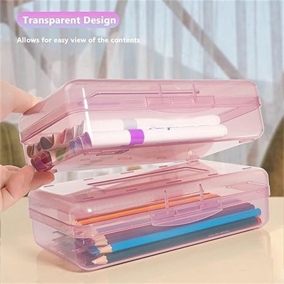 Transparent Pencil Box Plastic Hard Crayon Box Portable Storage Box ...