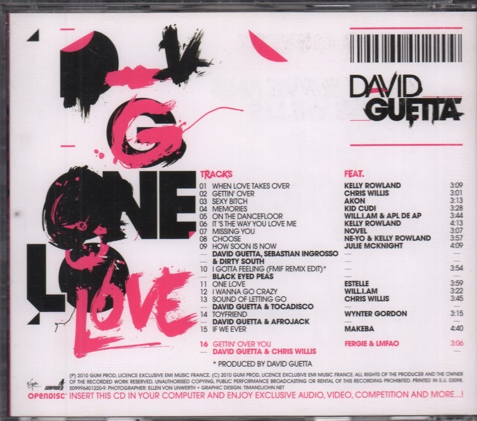 David Guetta One Love CD Europe Virgin 2010 5099964012209 | eBay