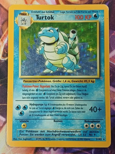 Pokemon German Turtok Blastoise Holo Base Set 2/102 Vintage Retro ...