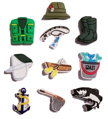 Fishing Gear! 9PC Shoe Charm Set! NEW! Croc Compatible! For Shoes ...