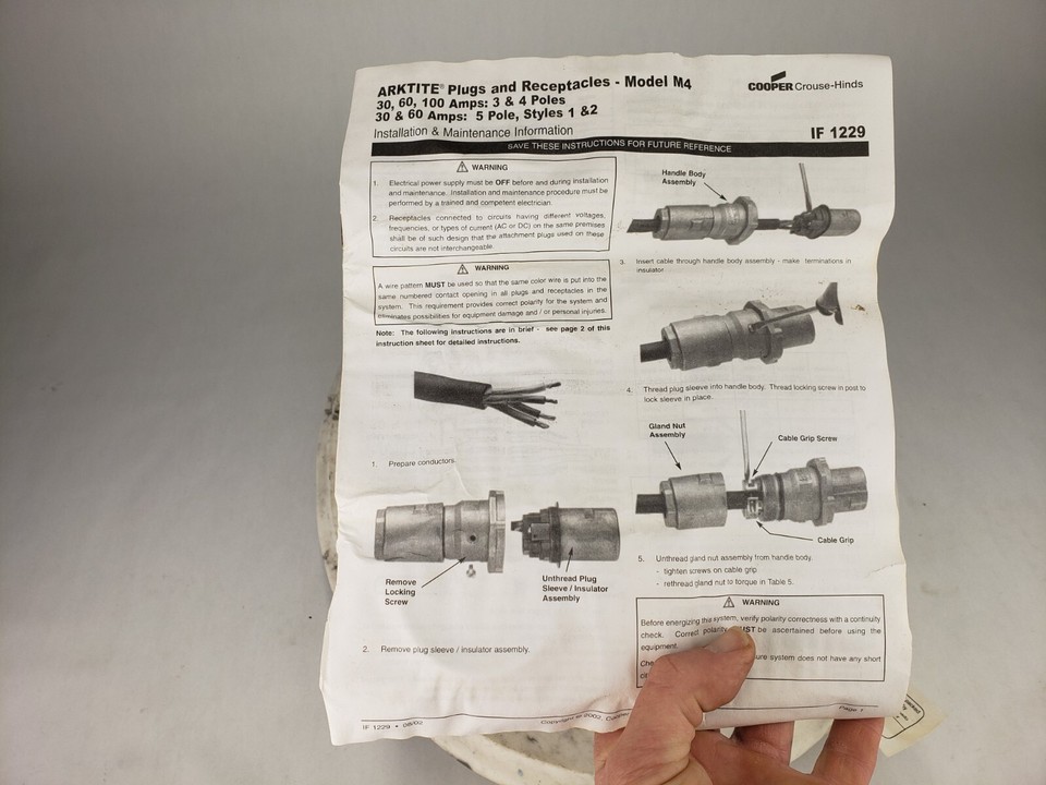 COOPER Crouse Hinds Arktite APJ-10477 S22 Plug 100A 600V 4W 4P | eBay