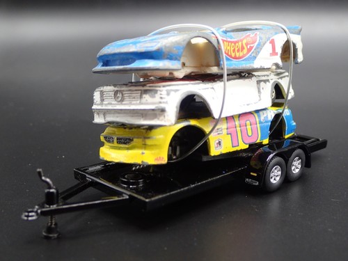 NASCAR/MERCEDES 3 CARS CRUSHED ON A FLATBED TRAILER 1:64 SCALE DIECAST ...