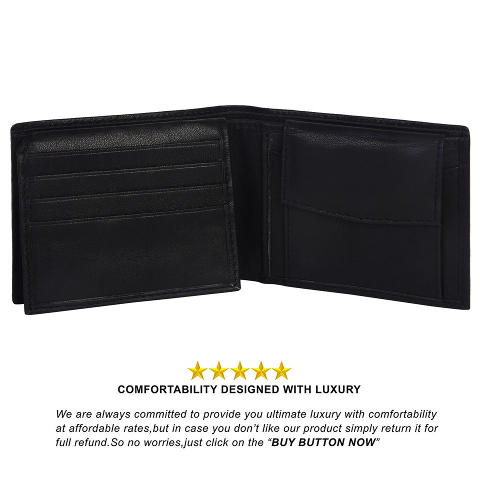 Genuine Leather Minimalist Bifold Wallets For Men RFID Blocking Slim ...