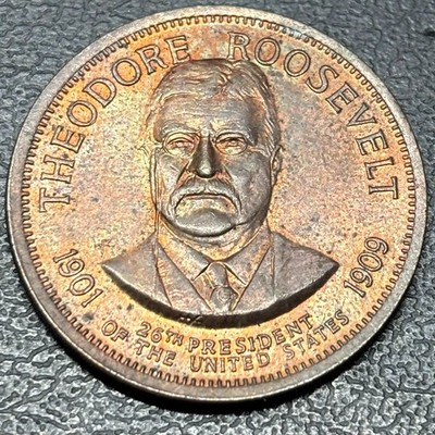 Theodore Roosevelt Coin Token TONED AU Vintage President Exonumia T-024 ...