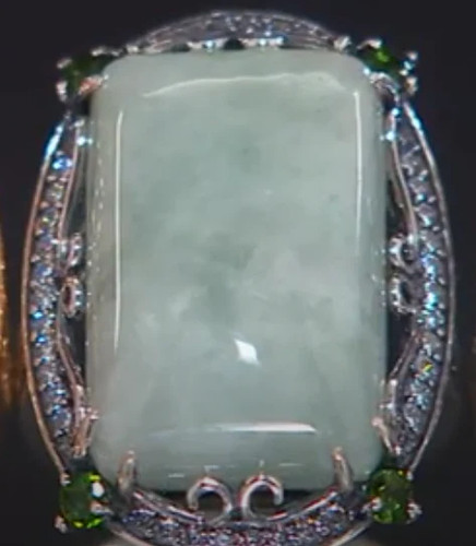 Jade of Yesteryear Sterling Silver Emerald-Cut Green Jade & Multi ...
