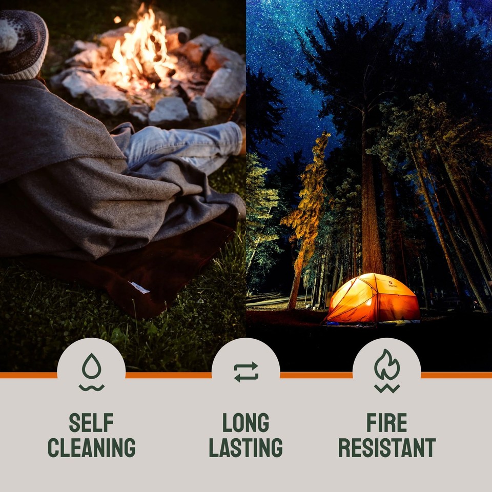 Woolly Mammoth Merino Wool Blanket- 66" x 90" 4 lbs Thick, Outdoor ...