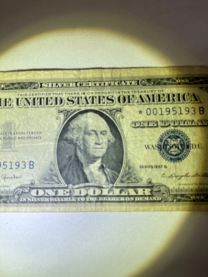 1957 Series B $1 One Dollar Blue Seal Note - Silver Certificate **STAR ...