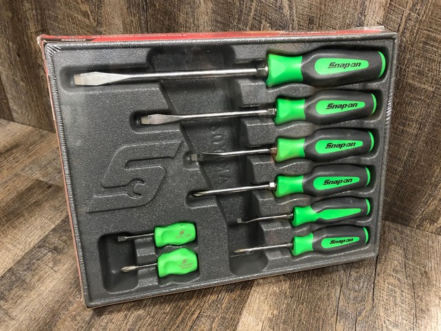 SNAP ON 8PC INSTINCT HARD GRIP GREEN SCREWDRIVER SET SHDX80G Never ...