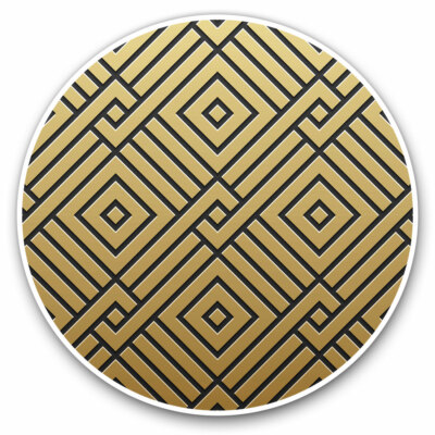 2 x Vinyl Stickers 7.5cm - Gold Geometric Pattern Art Deco Cool Gift ...